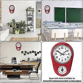 Retro Kitchen Timer Wall Clock, Red Vintage Silent Home Timer | Fruugo UK