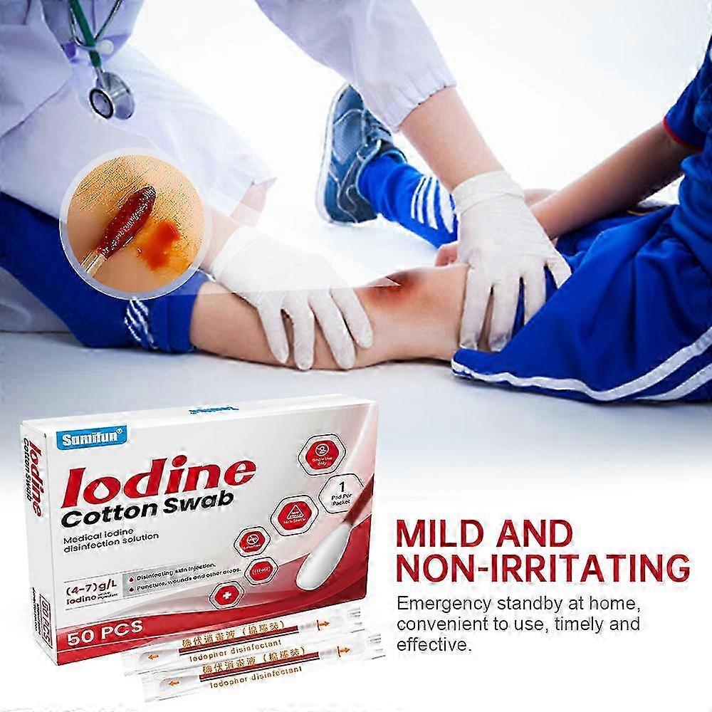 50pcs Iodine Swabs Individually Wrapped Disposable, Iodophor Swabs ...