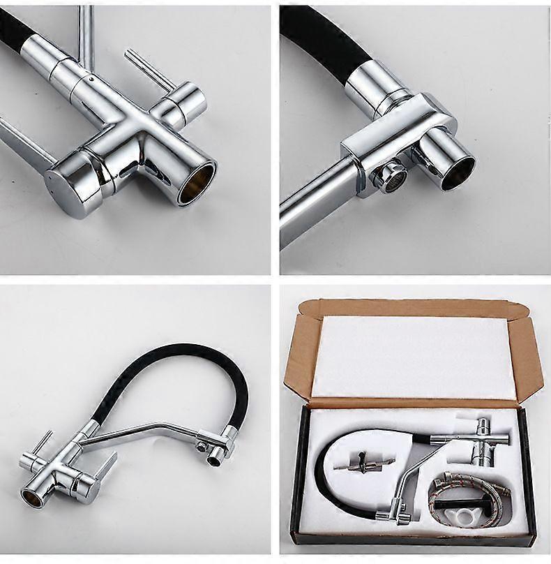3 Way Kitchen Tap Pull Out Black Silicone Hose Kitchen Mixer Taps with ...