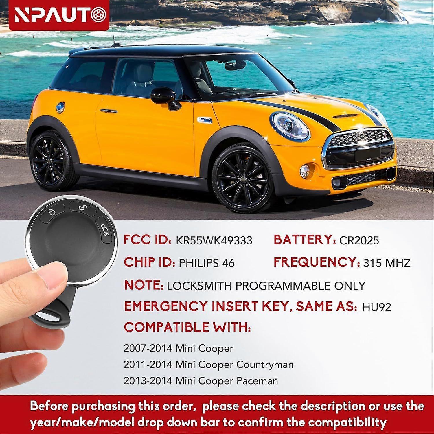 2025 Newest NPAUTO Key Fob Replacement for Mini Cooper 2007 2008 2009 ...