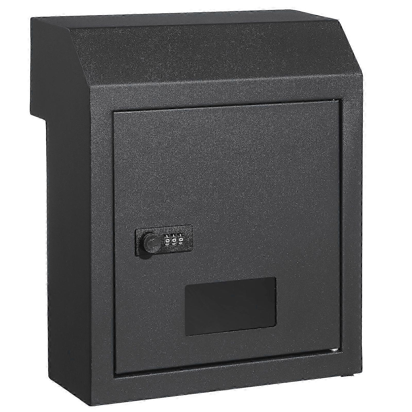 Combination Lock Key Drop Box Mailbox - Secure Outdoor Mail Slot, Dark ...