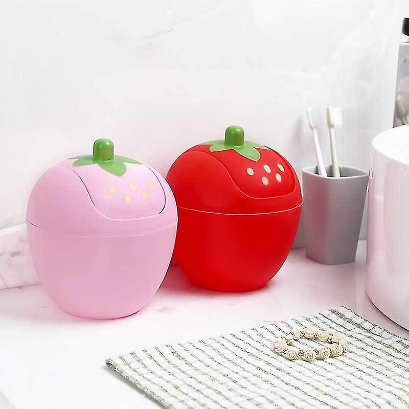 Trash Can For Bedroom, Desktop Trash Can Mini Strawberry Desktop Trash ...