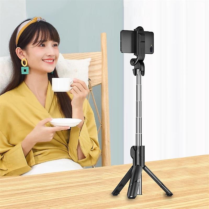 XT02 Wireless Bluetooth Integrated Folding Telescopic Tripod Mobile Phone Selfie Stick - Black ...