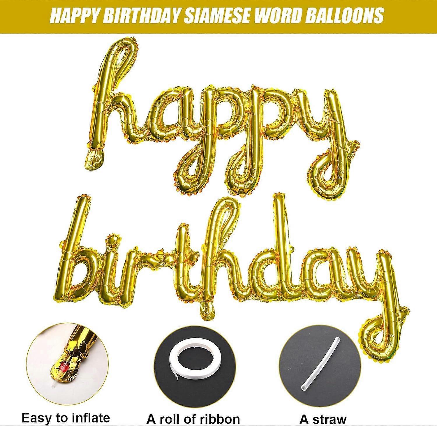 2pcs Happy Birthday Balloon Banner, 16 Inch Happy Birthday Balloons ...