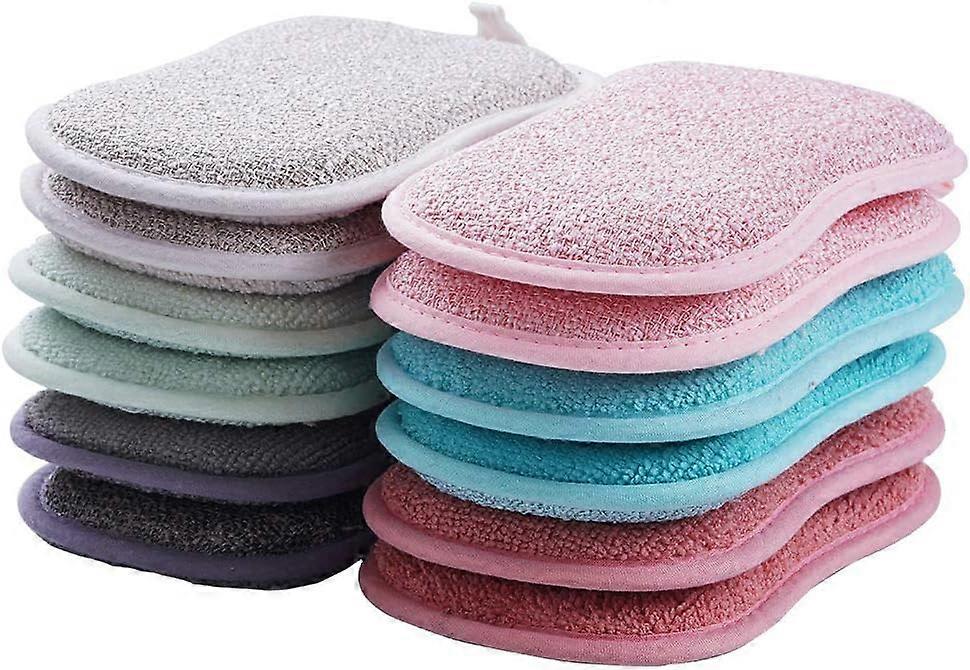 12 Pack Durable Scrub Scouring Sponge , Non-Scratch Microfiber Sponge ...