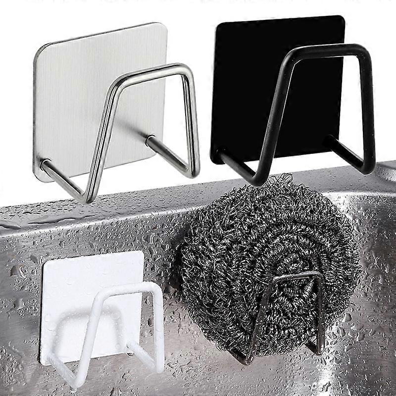 Kitchen Stainless Steel Sink Sponges Holder Self Adhesive Drain Drying ...