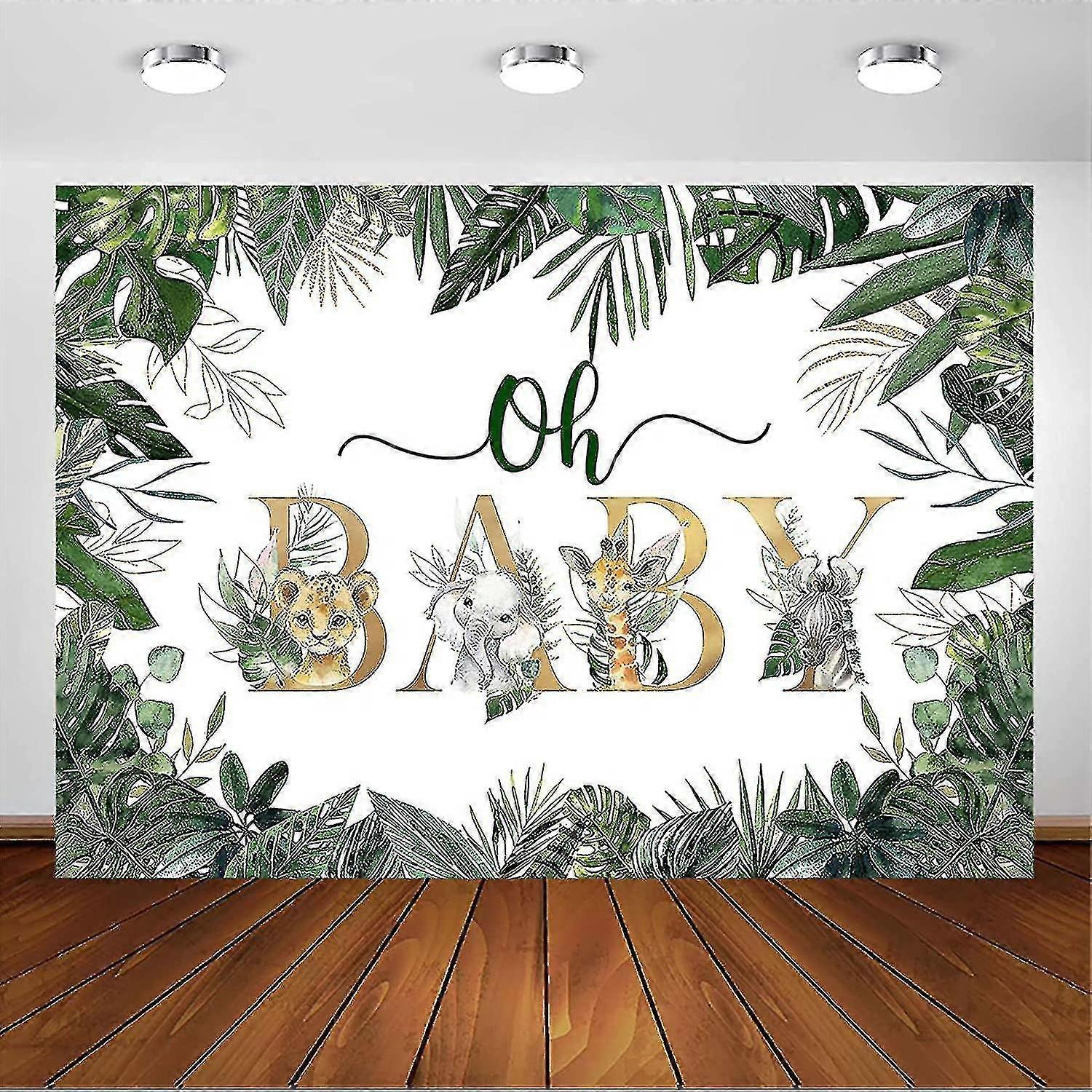 Jungle Animals Oh Baby Backdrop For Baby Shower Decoration Photography ...
