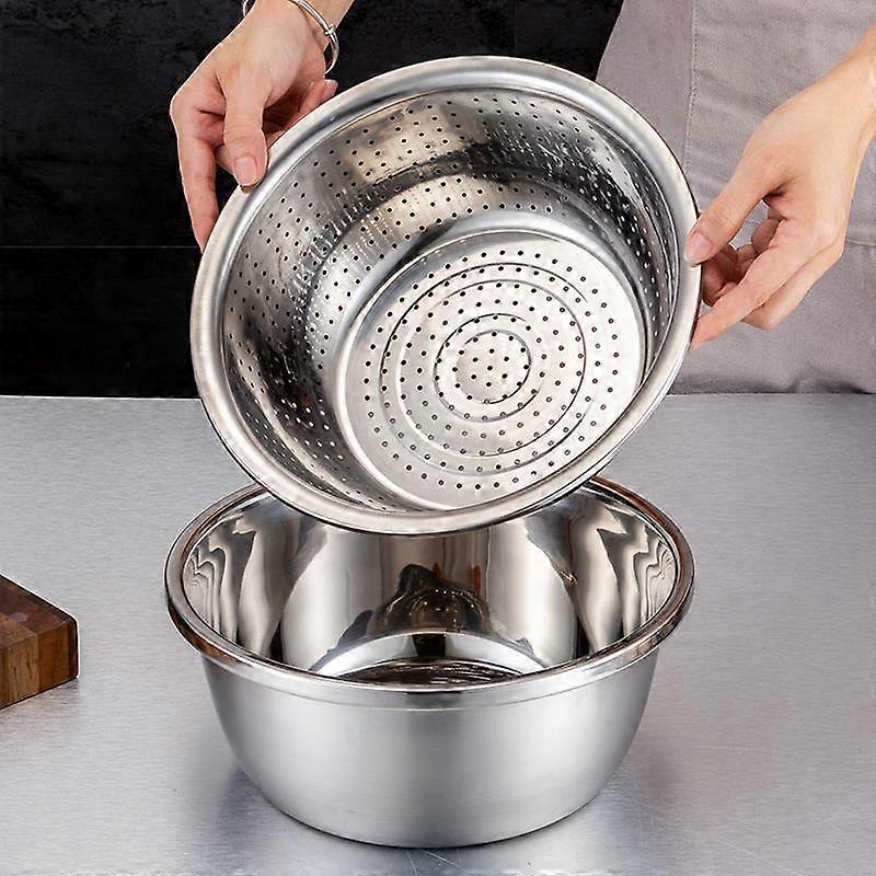 Stainless Steel Strainer And Mixing Bowl Set Stackable Bowls Set 26cm ...