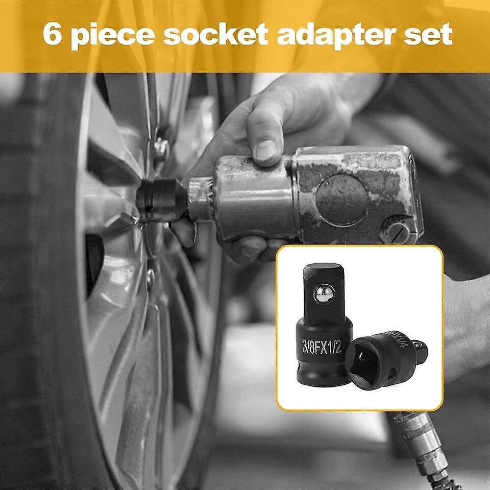 6 piece socket adapter set impact wrench nut set 1/4 3/8 1/2 to 3/4 ...