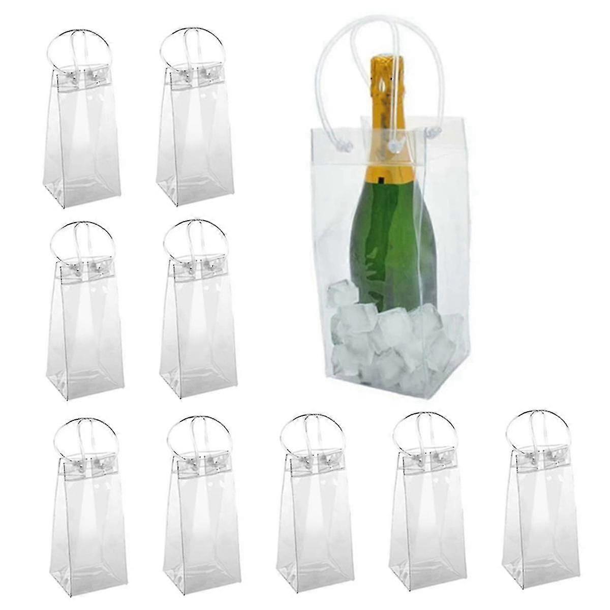 Pack Of 10 Wine Cooler Bag Ice Bag Transparent Pvc Portable Wine Bottle ...