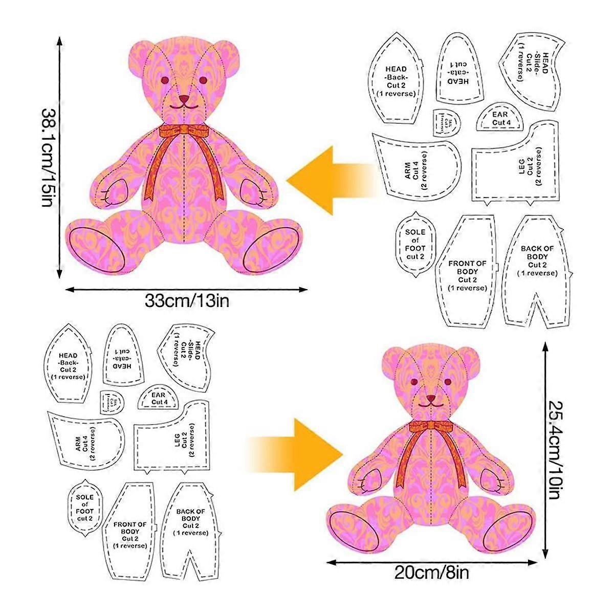 Memory Bear Sewing Pattern, 10&15 Inch Memory Bear Template Ruler Set ...