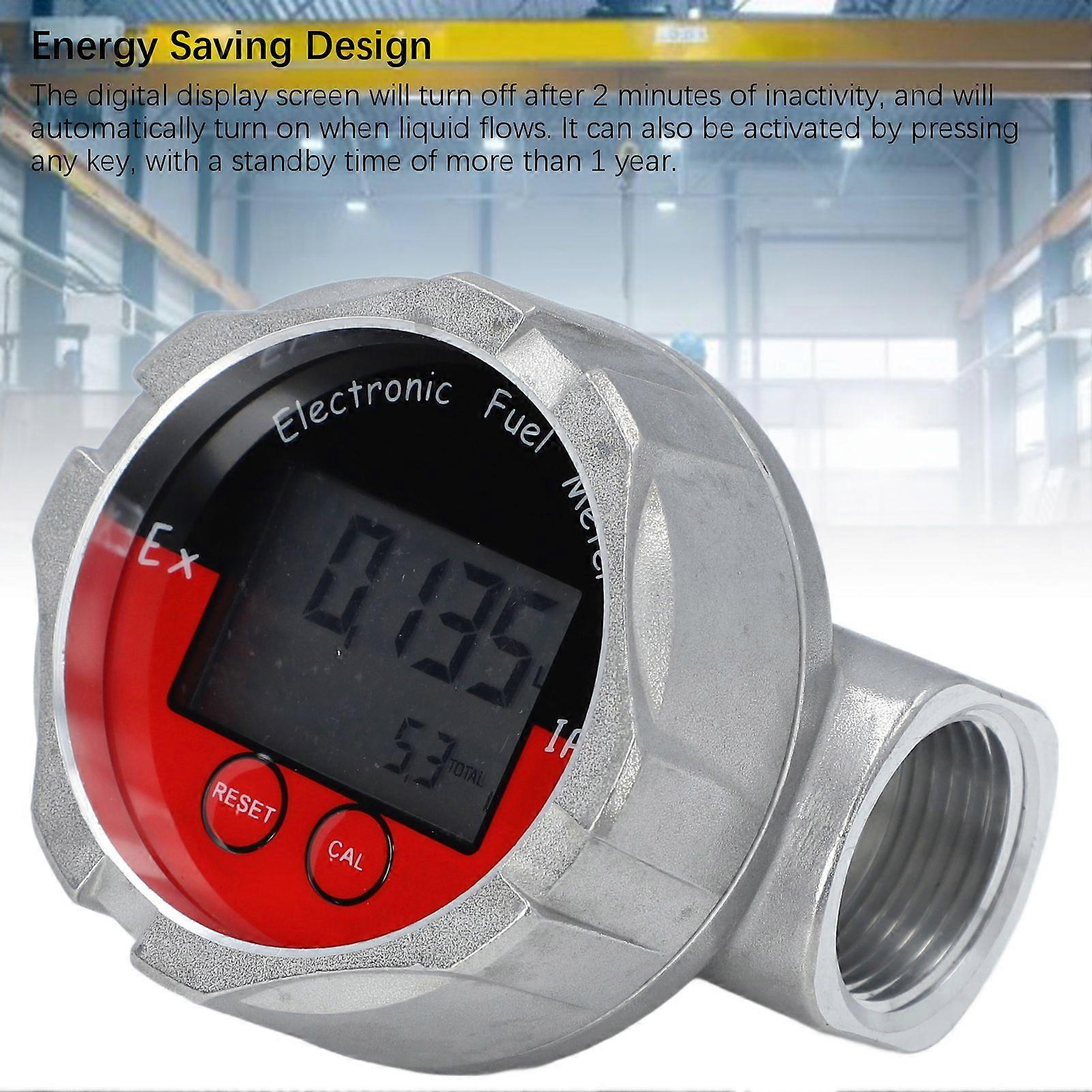 1 Inch Flow Meter LCD Display Digital Turbine Flow Gauge High Accuracy Flowmeter for Diesel ...