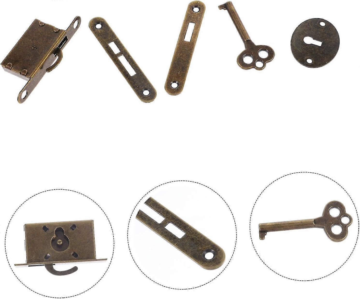 2 Sets Wooden Box Hardware Accessories Cabinet Locks With Key Old ...