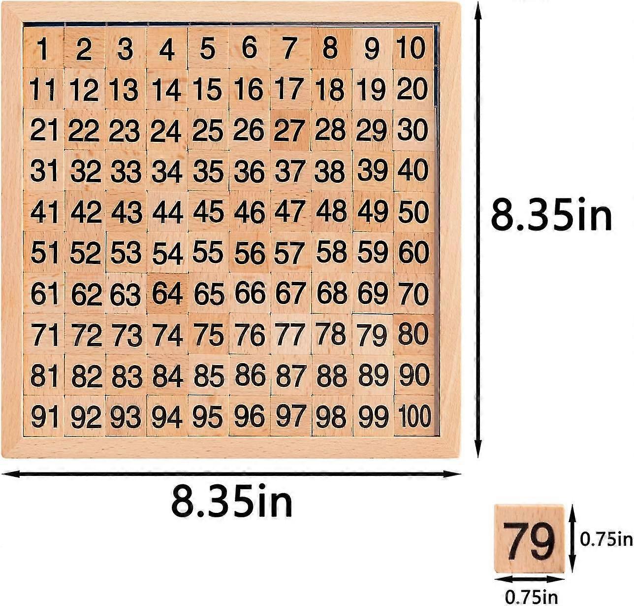 Wooden Math Hundred Board, Counting To 100 For Kindergarten, 1-100 ...