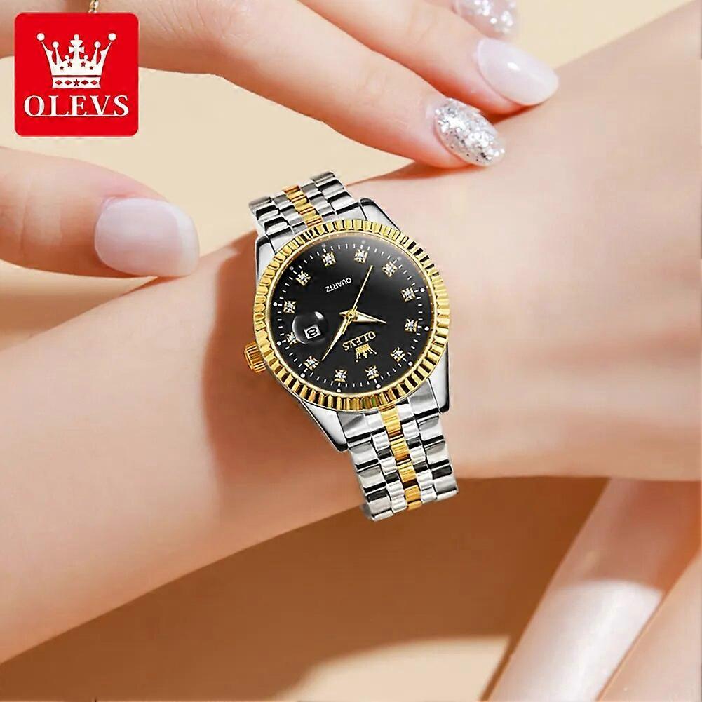 OLEVS Women's Watches Stainless Steel Diamond Wristwatch Waterproof ...