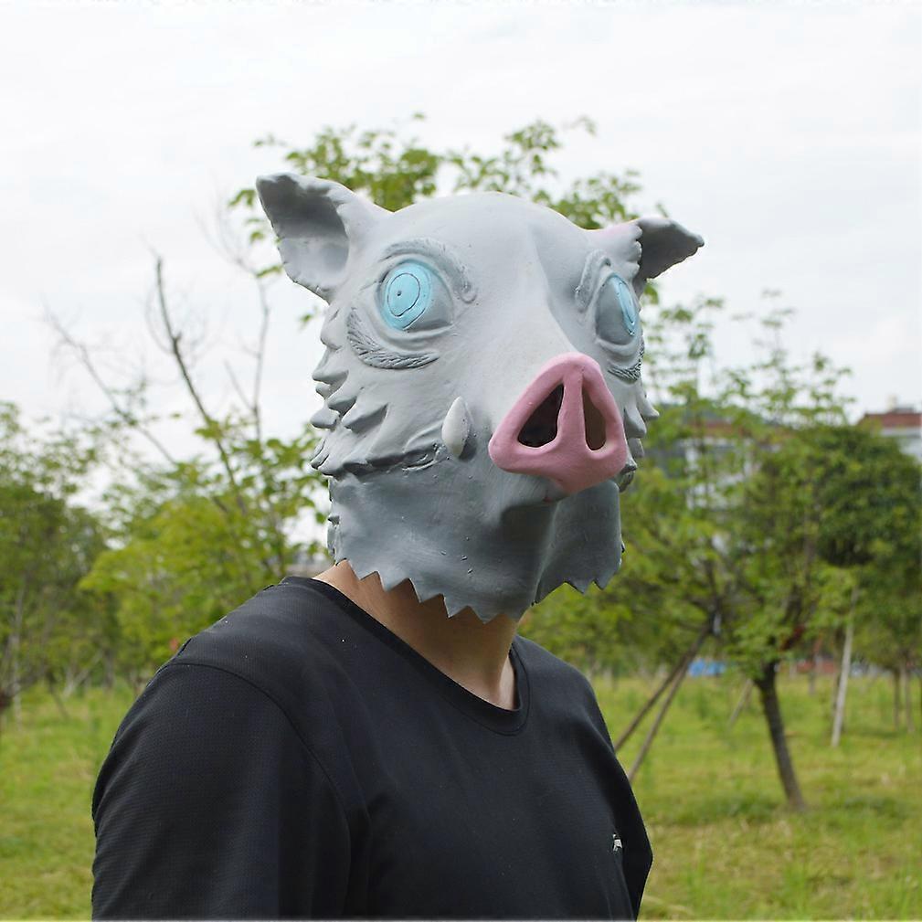 Cosplay Demon Slayer Hashibira Inosuke Mask Latex Full Face Mask ...
