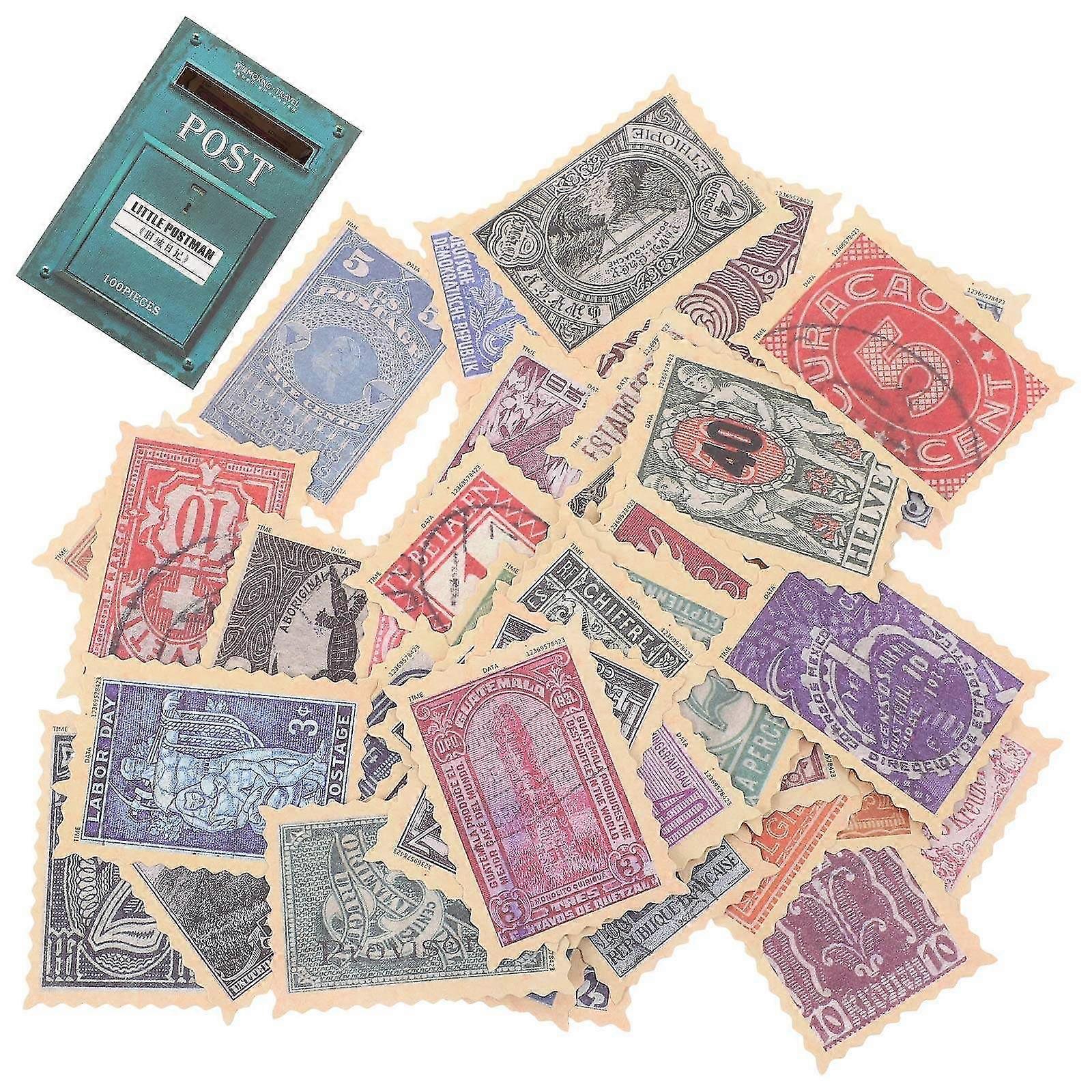 200 Sheets Stamp Stickers Vintage Stamp Decals Postage Stamp Stickers ...