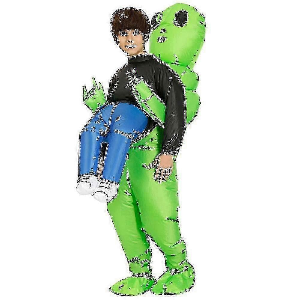 Green Alien Carrying Human Costume Inflatable Funny Blow Up Suit ...