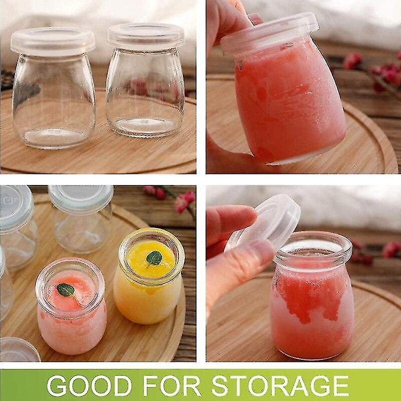 8 Pieces Mini Yogurt Jars Glass Pudding Cups With Pe Lids Containers ...