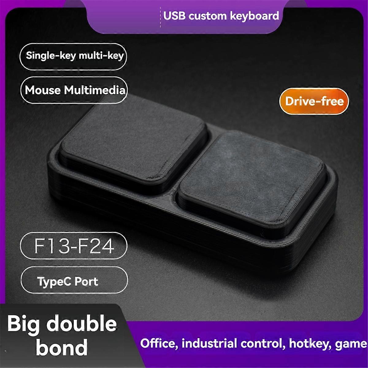 Large Key USB Programmable Macro Keyboard 2 Key Button Mini Keyboard | Fruugo UK