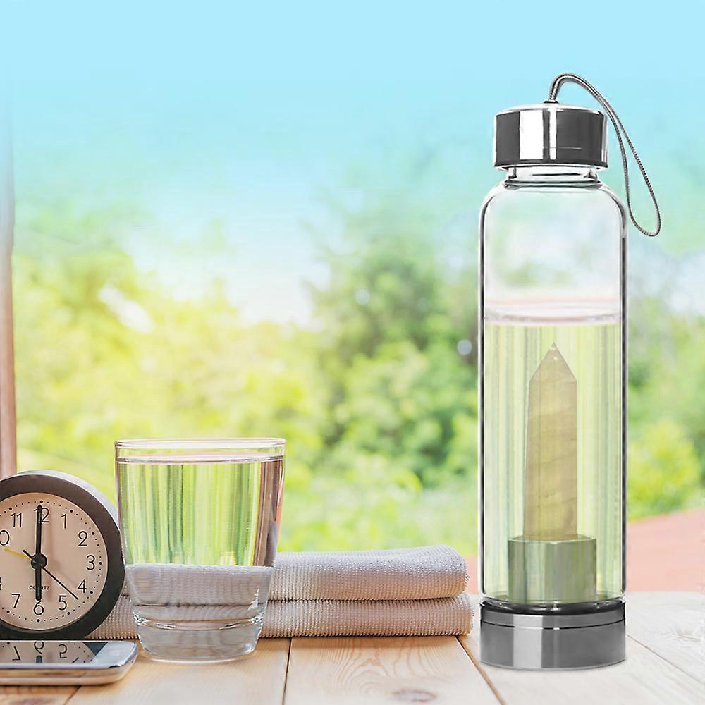 Crystal Glass Water Bottle, Water Bottle with Removable Gemstone Center ...