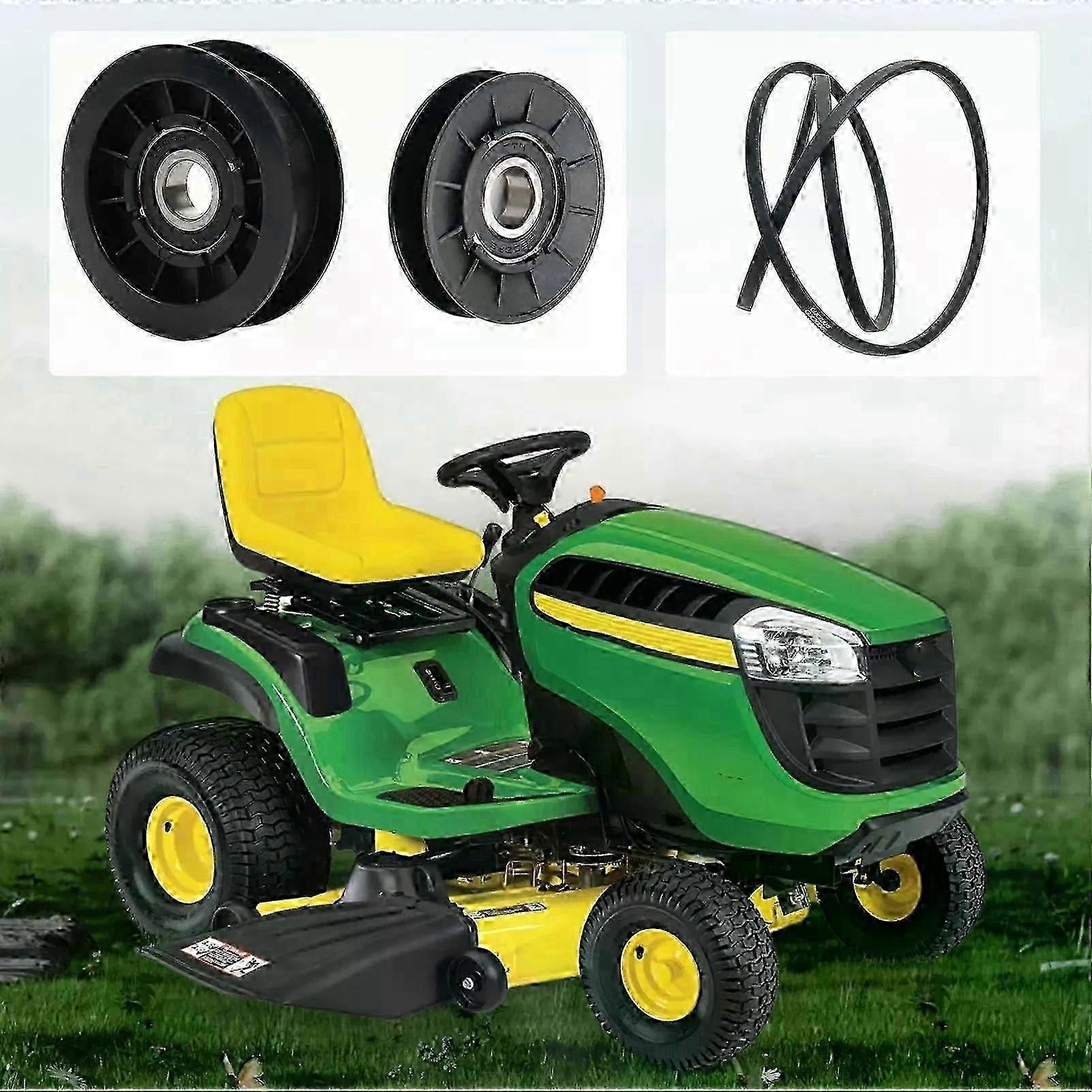 Drive Belt and V-Idler Flat Pulley Kit Compatible with John Deere 102 ...