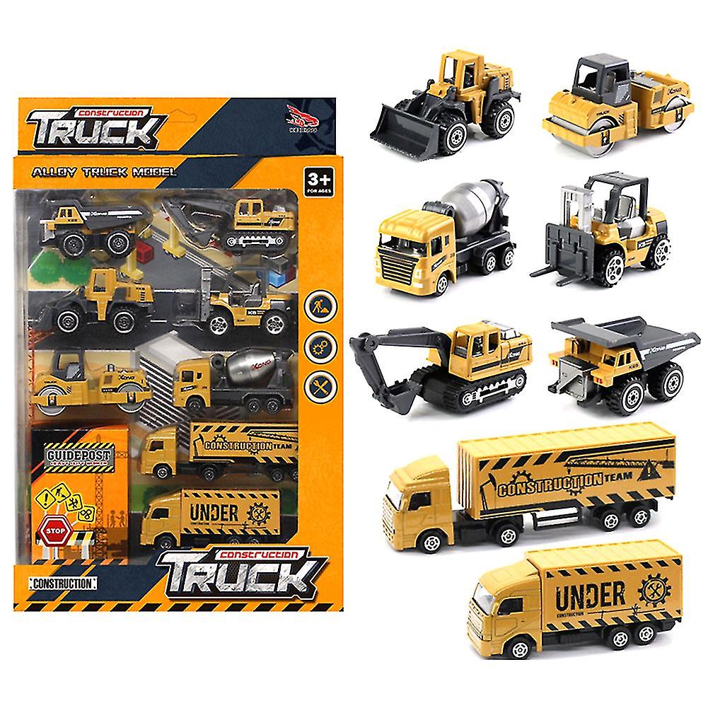 8pcs Mini Construction Truck Car Models Road Sign City Map Carpet Kids ...