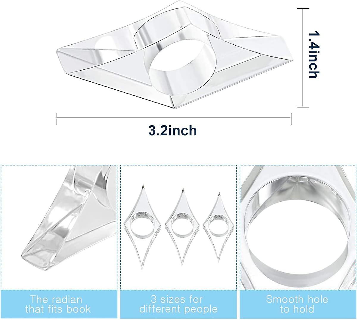 2 Pieces Clear Thumb Ring Bookmark Acrylic Book Page Holder Handmade ...