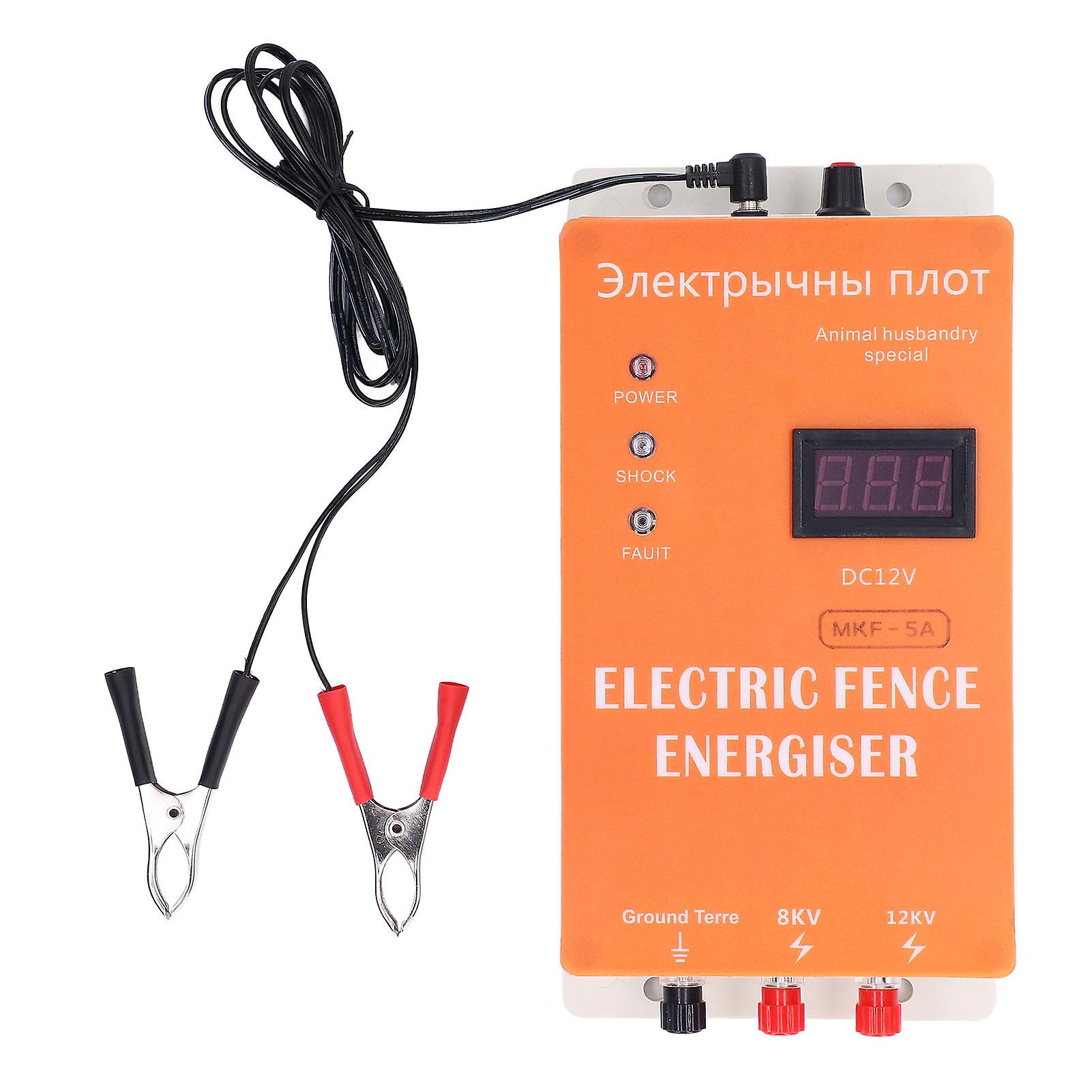 5km Solar-Powered Electric Fence Energiser Animal Control High Voltage ...