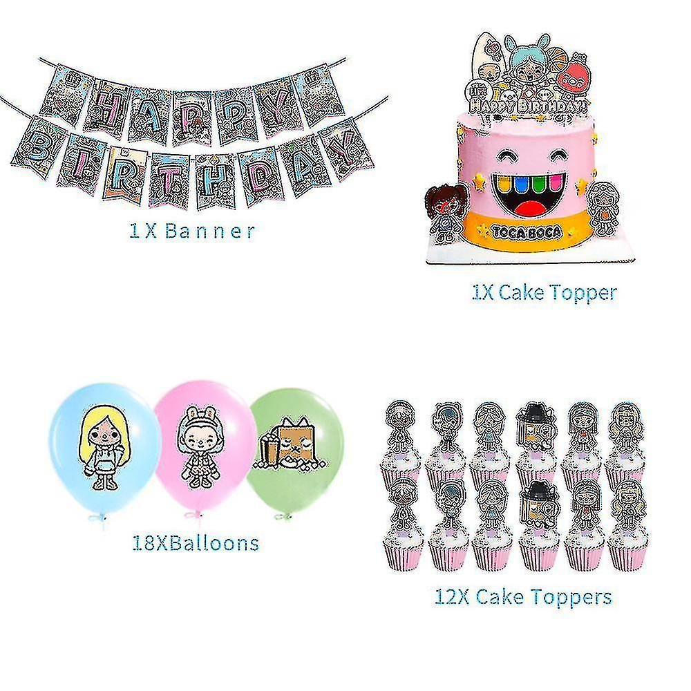 Toca Life World Party Flag Toca Life Themed Happy Birthday Party ...