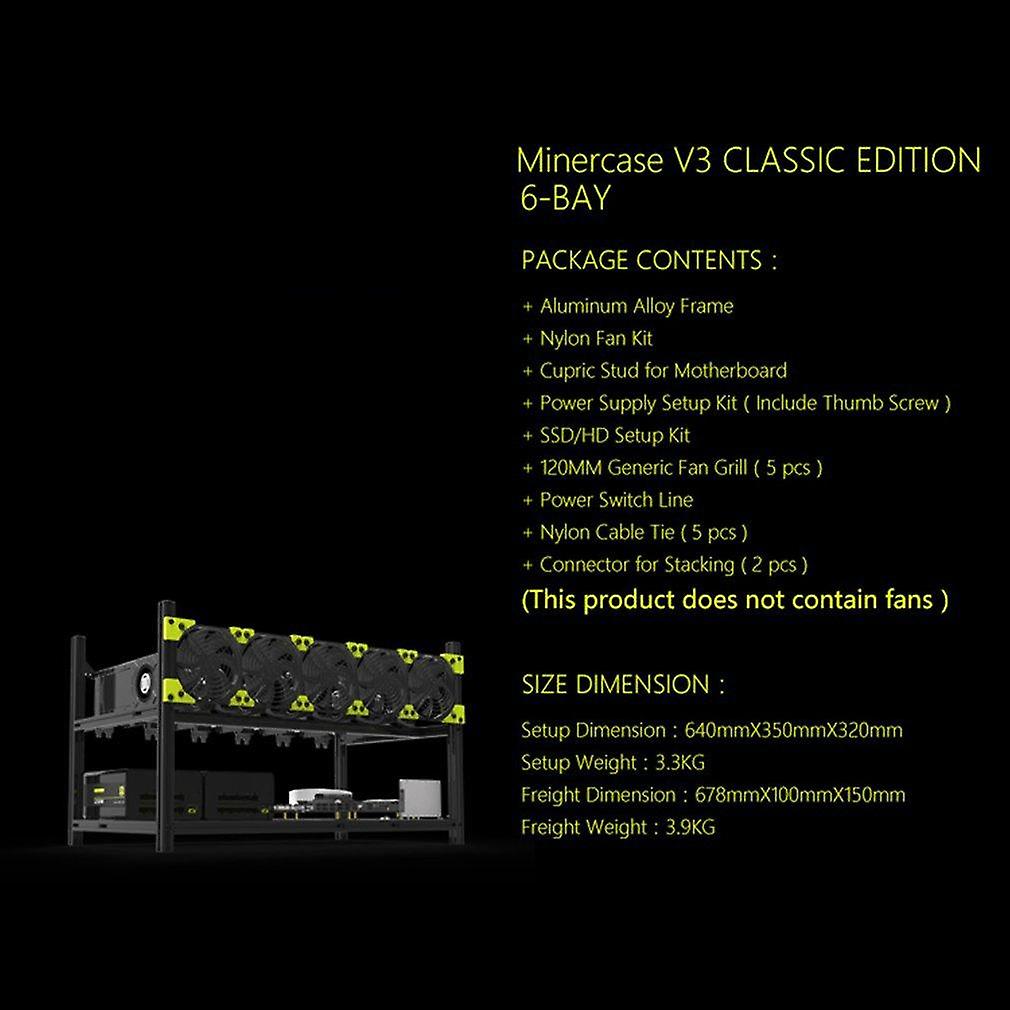 6 Gpus 5 Fans Low Noise Aluminum Stackable Open Air Mining Computer ...