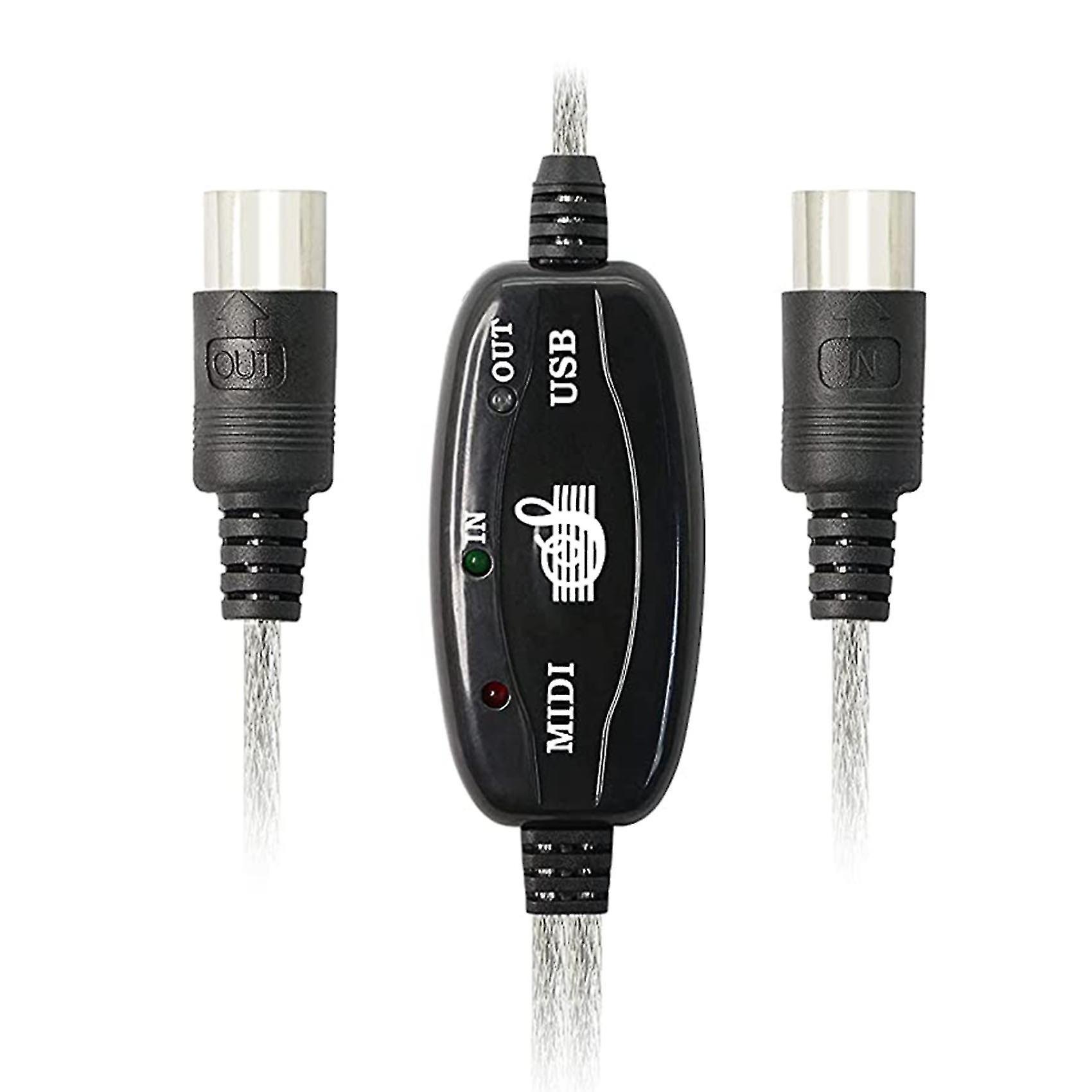 USB MIDI Cable Adapter, USB Type A Male to MIDI Din 5 Pin In-Out Cable ...