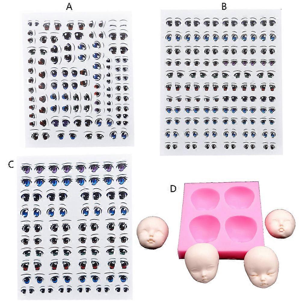4-Cavity Baby Face Clay Mold SD Human for Doll Girl Face Polymer Clay ...