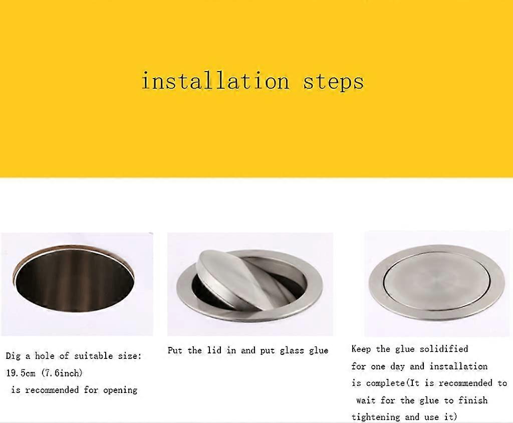 Recessed Round Trash Can With Lid Countertop Stainless Steel Trash Can ...