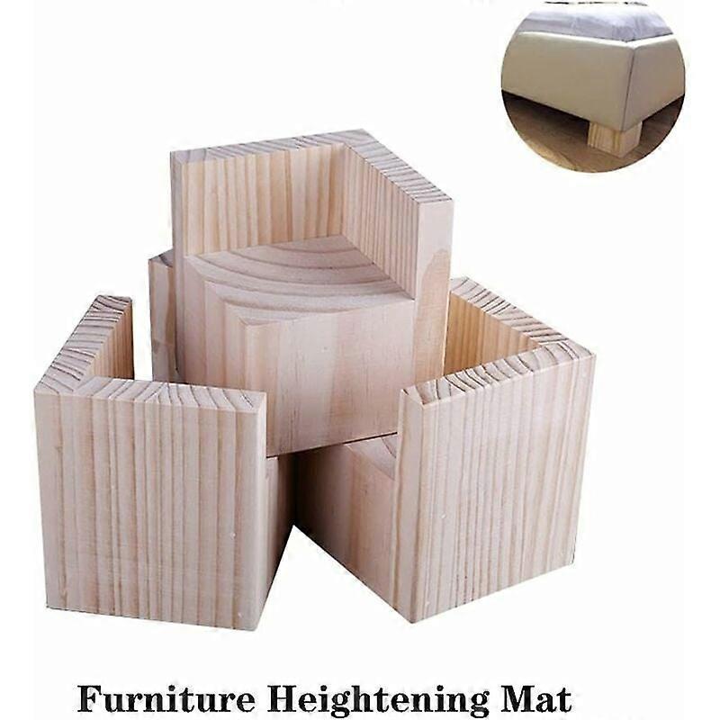 Set of 4 Furniture Lifters Wooden Furniture Risers, Office Bed Riser ...