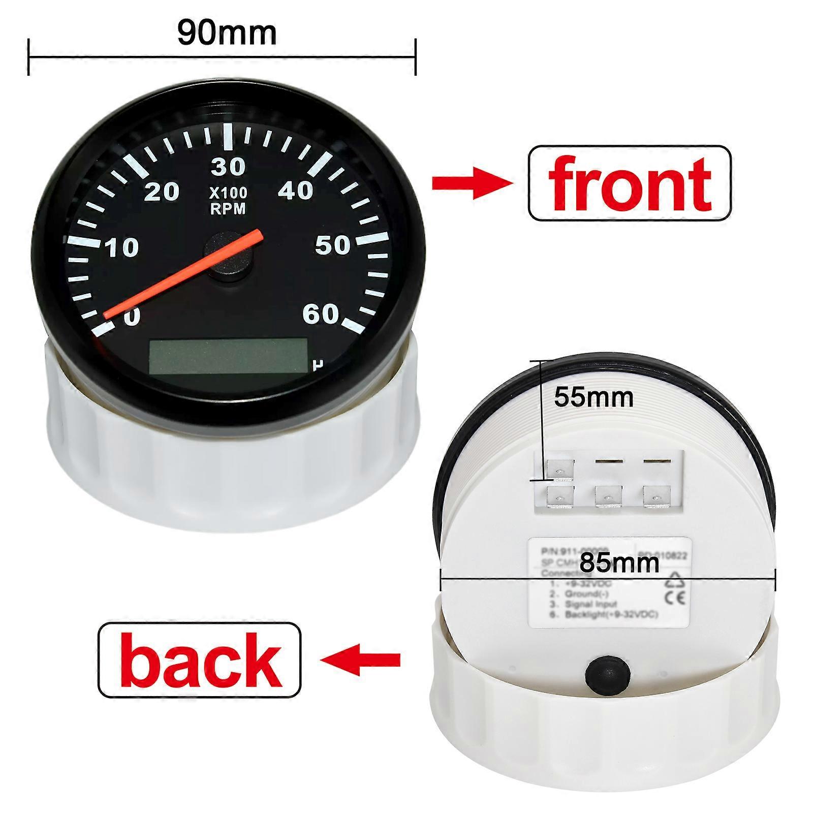 Universal 3-8K RPM Tacho Tachometer Gauge REV Counter With Hour Meter ...