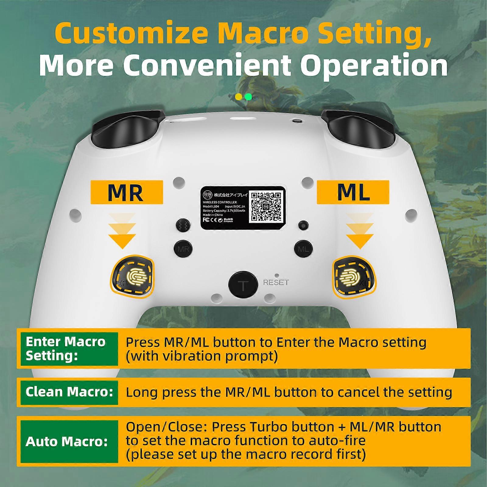 Wireless Controller White Macro Programming Pro Controller Compatible ...