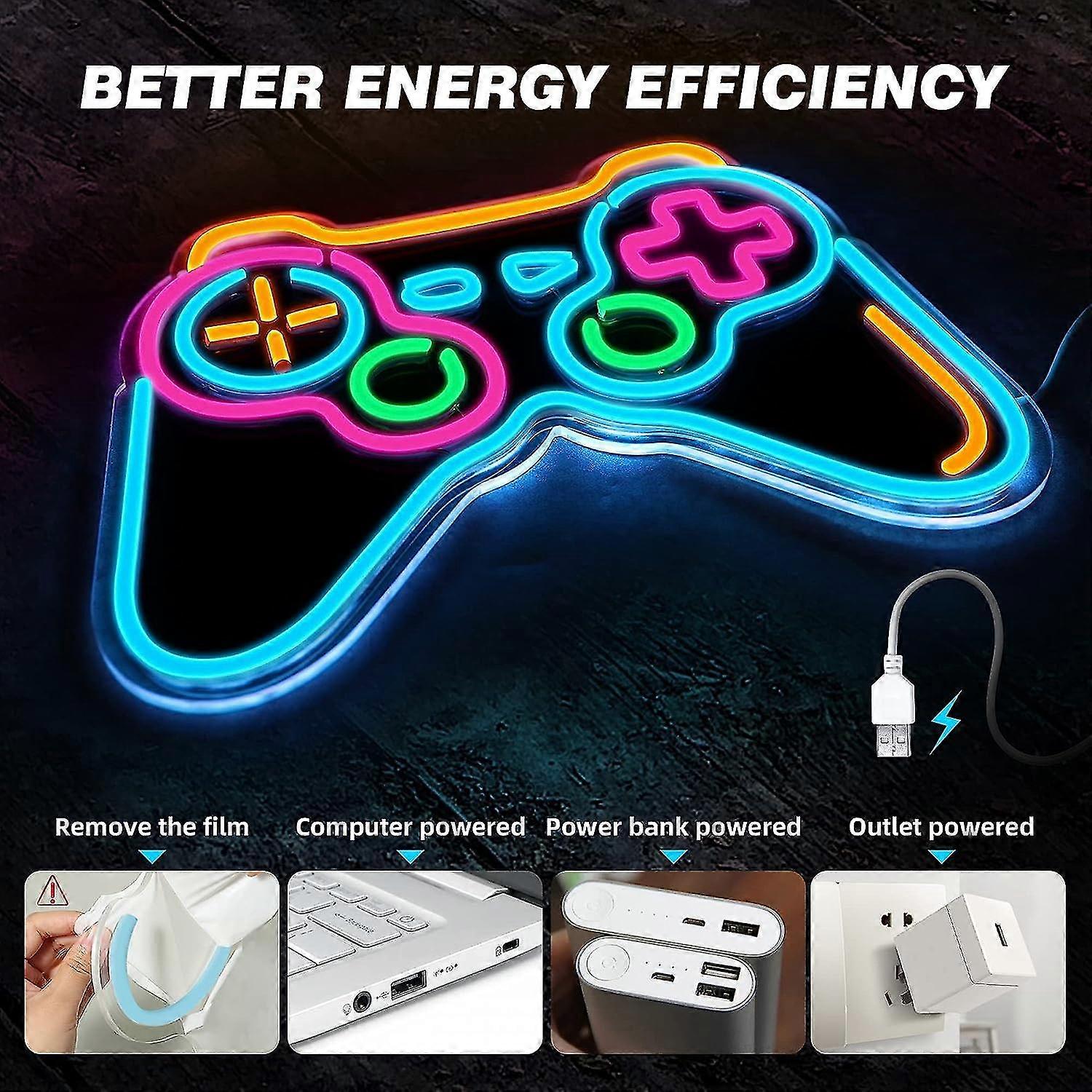 Gamer Neon Signs For Man Cave Wall Decor, Blue Gamepad Controller ...