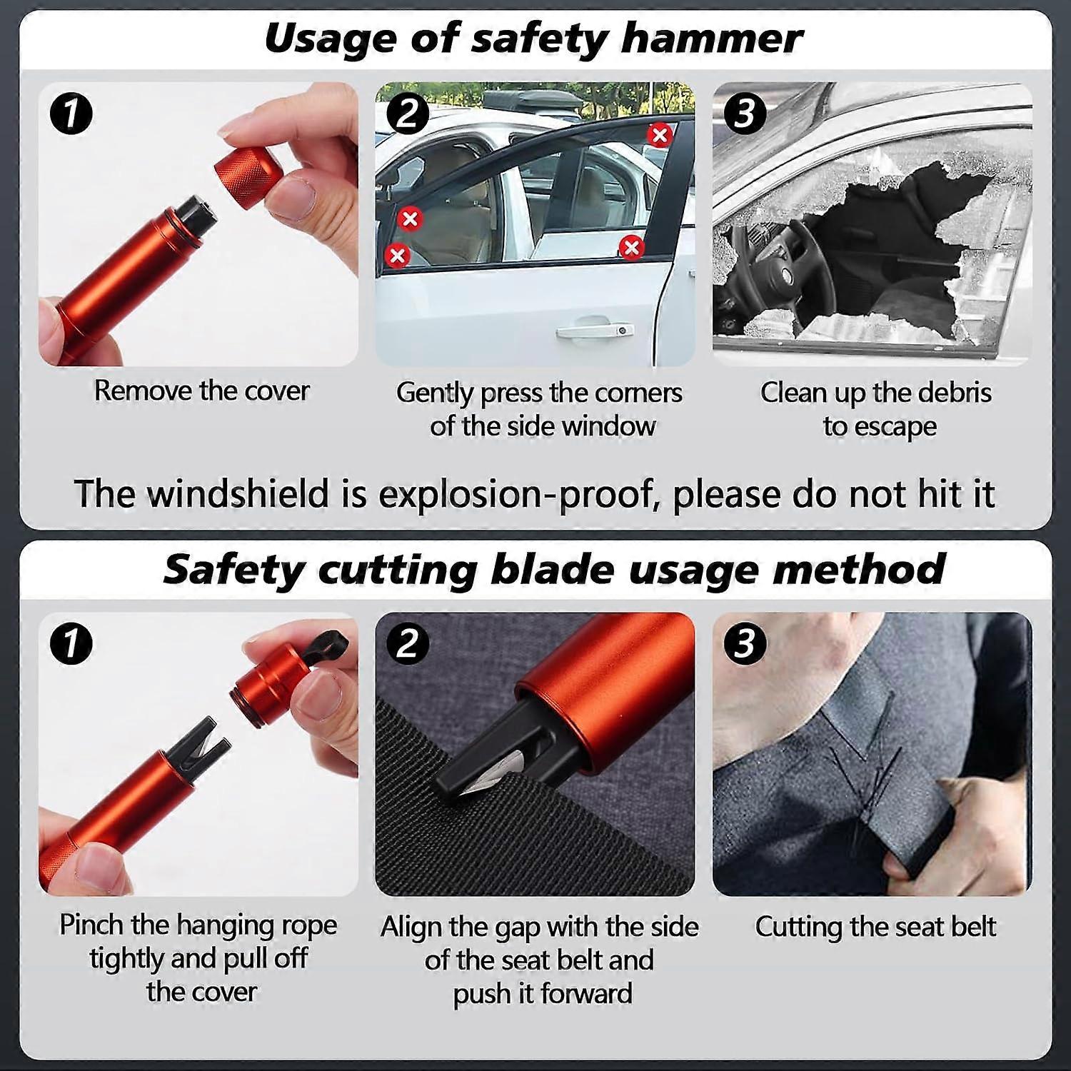 Car Window Breaker Seatbelt Cutter Hammerdex, Safehammer Glass Breaker ...