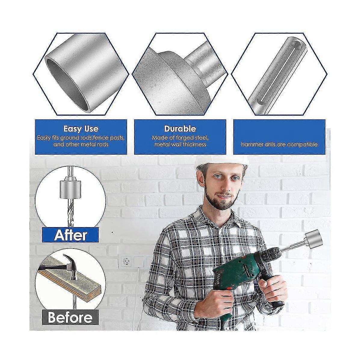 SDS Plus Ground Rod Driver for Rotary Hammer Drills Metal , Ground Rod ...