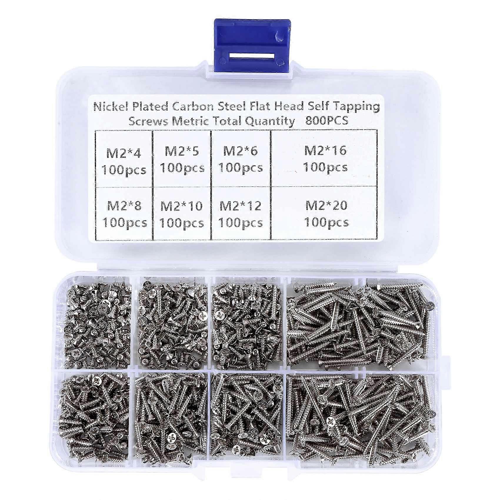 800Pcs Stainless Steel Self Tapping Screw Assortment Kit Lock Nut Wood ...