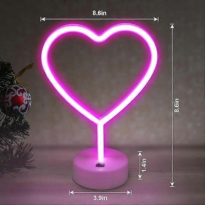 2 Pack Heart Neon Signs, LED Pink Heart Neon Sign Battery Operated or ...