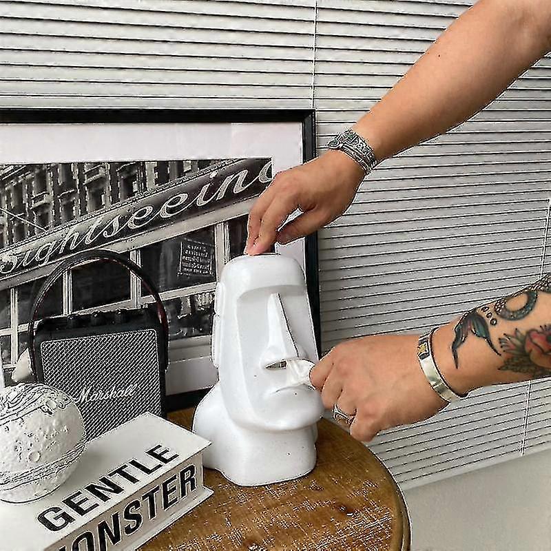 Moai Tissue Box Easter Island Boulder Statue Personality Stone ...