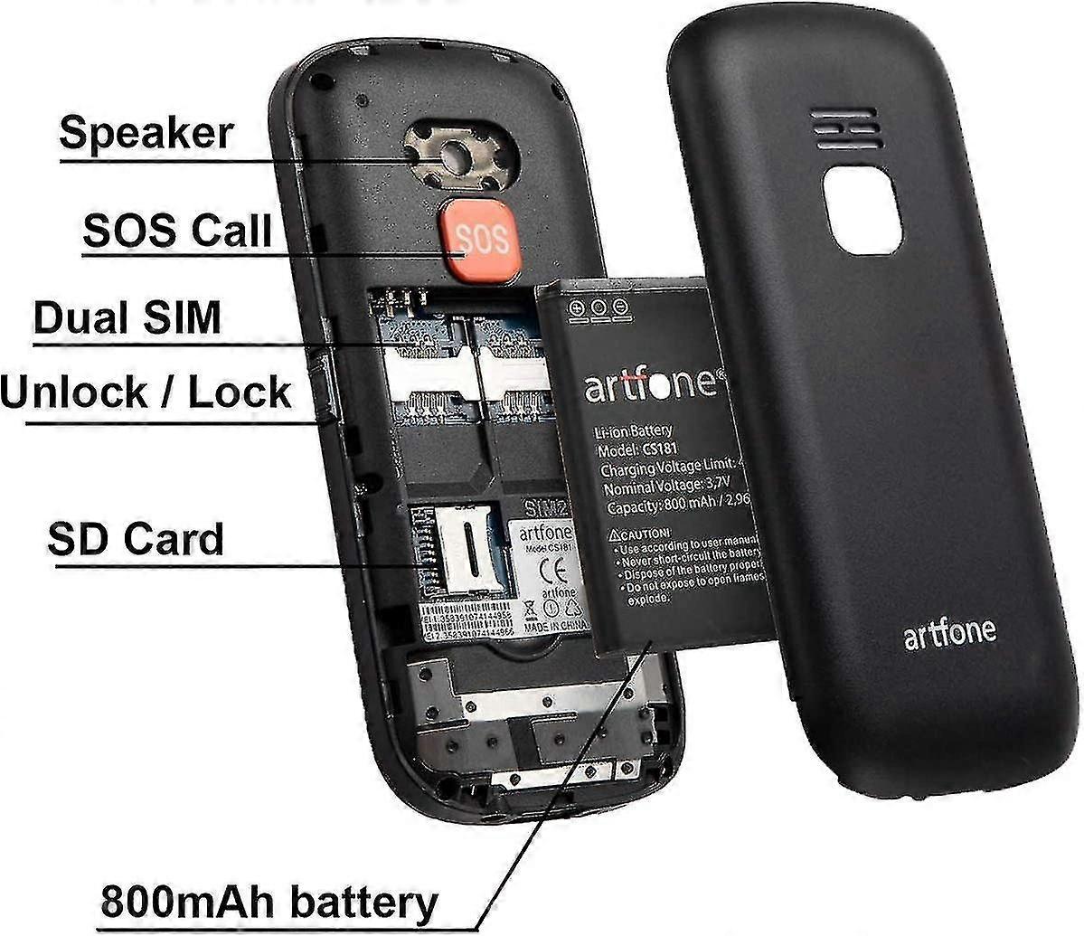 Artfone CS181 GSM Unlocked Senior Cell Phone with Large Buttons, Dual ...