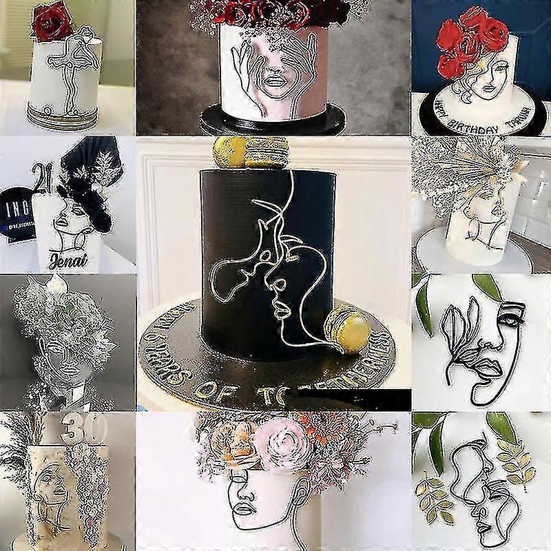 Acrylic Minimalist Art Lady Face Cake Topper Wedding Sexy Woman Girl ...