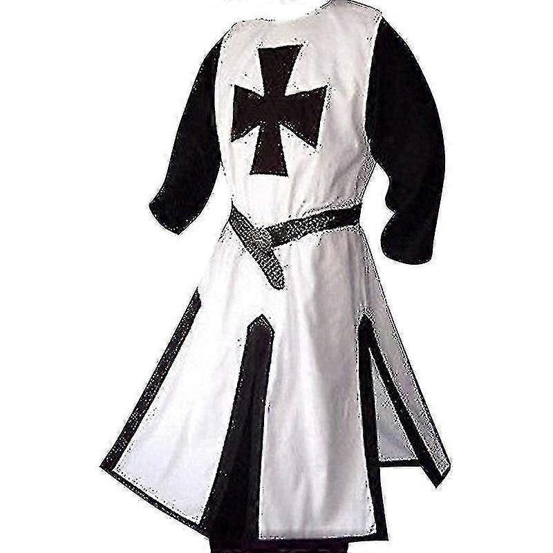 Men Medieval Cosplay Robes Templar Knight Crusader Surcoat Long Sleeve ...
