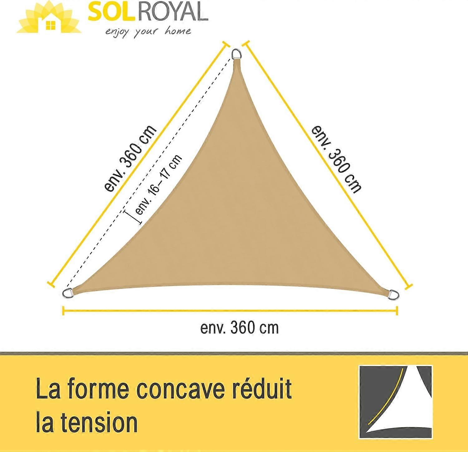 Triangular Shade Sail 3.6x3.6x3.6m Waterproof Sun and UV Protection ...