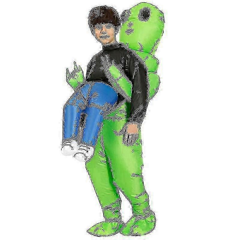 Green Alien Carrying Human Costume Inflatable Funny Blow Up Suit ...