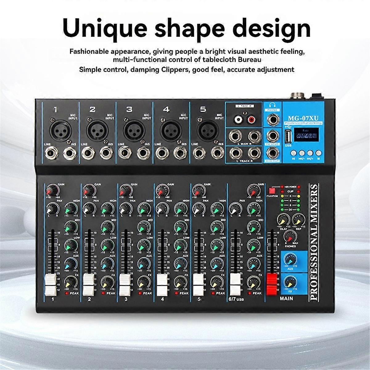 Professional 7-Channel Audio Mixer with USB MP3 Player Mixing Console ...