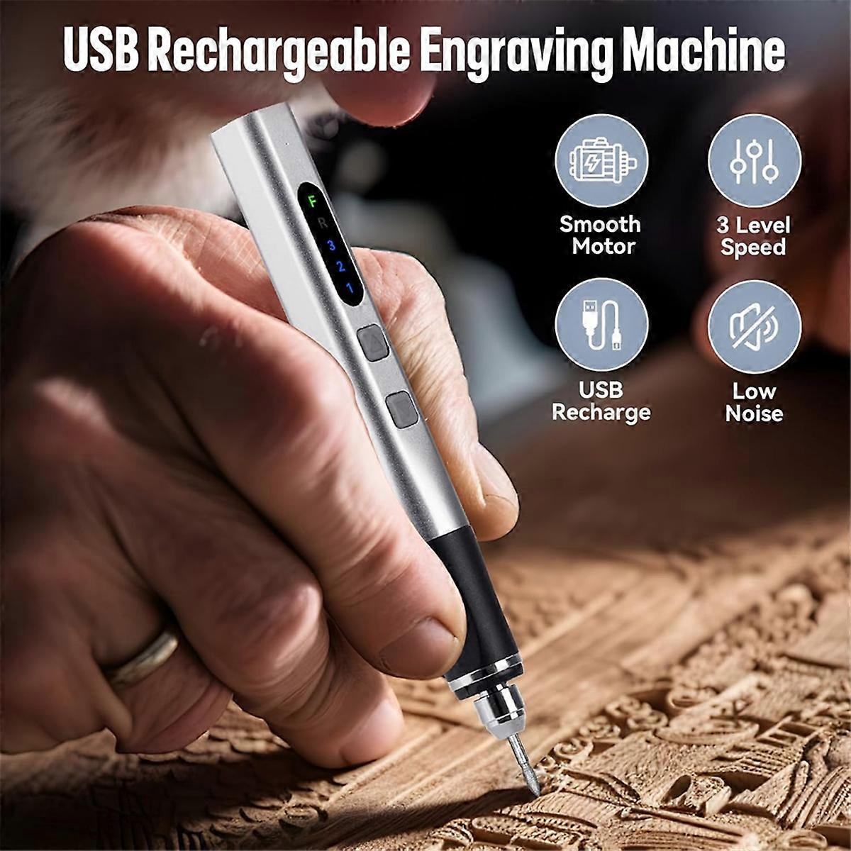 37 Bit Electric Engraving Pen, Cordless Engraving Pen USB Rechargeable ...